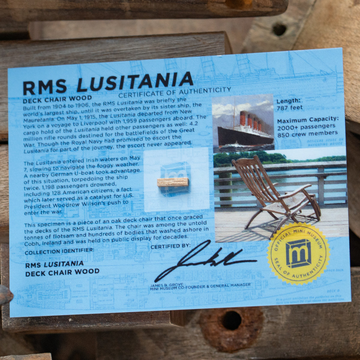 Lusitania Deck Chair Riker Box Specimen - Riker Box Specimen - Mini Museum