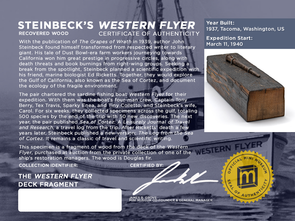 Western Flyer - John Steinbeck Fishing Boat Fragment - The Log from th